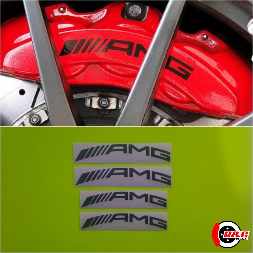 AMG Curve Brake Caliper Decal Sticker Set of 4 (Black) - R&G Brake Caliper Decals Specialist