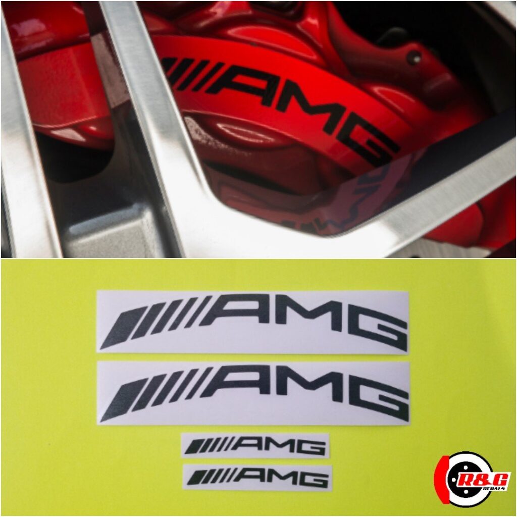 AMG Curve Brake Caliper Decal Sticker Set of 4 (Black) - R&G Brake Caliper Decals Specialist