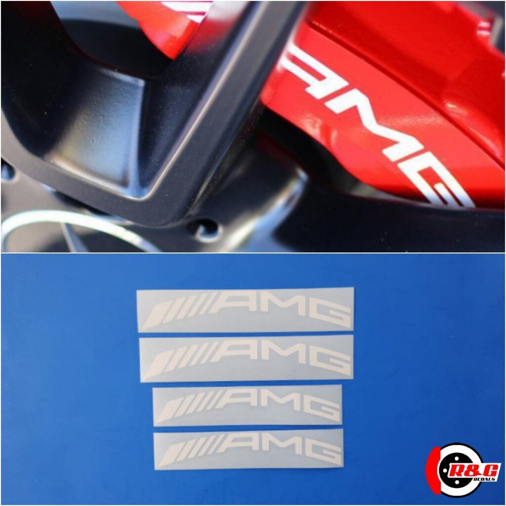 AMG Curve Brake Caliper Decal Sticker Set of 4 (White) - R&G Brake Caliper Decals Specialist