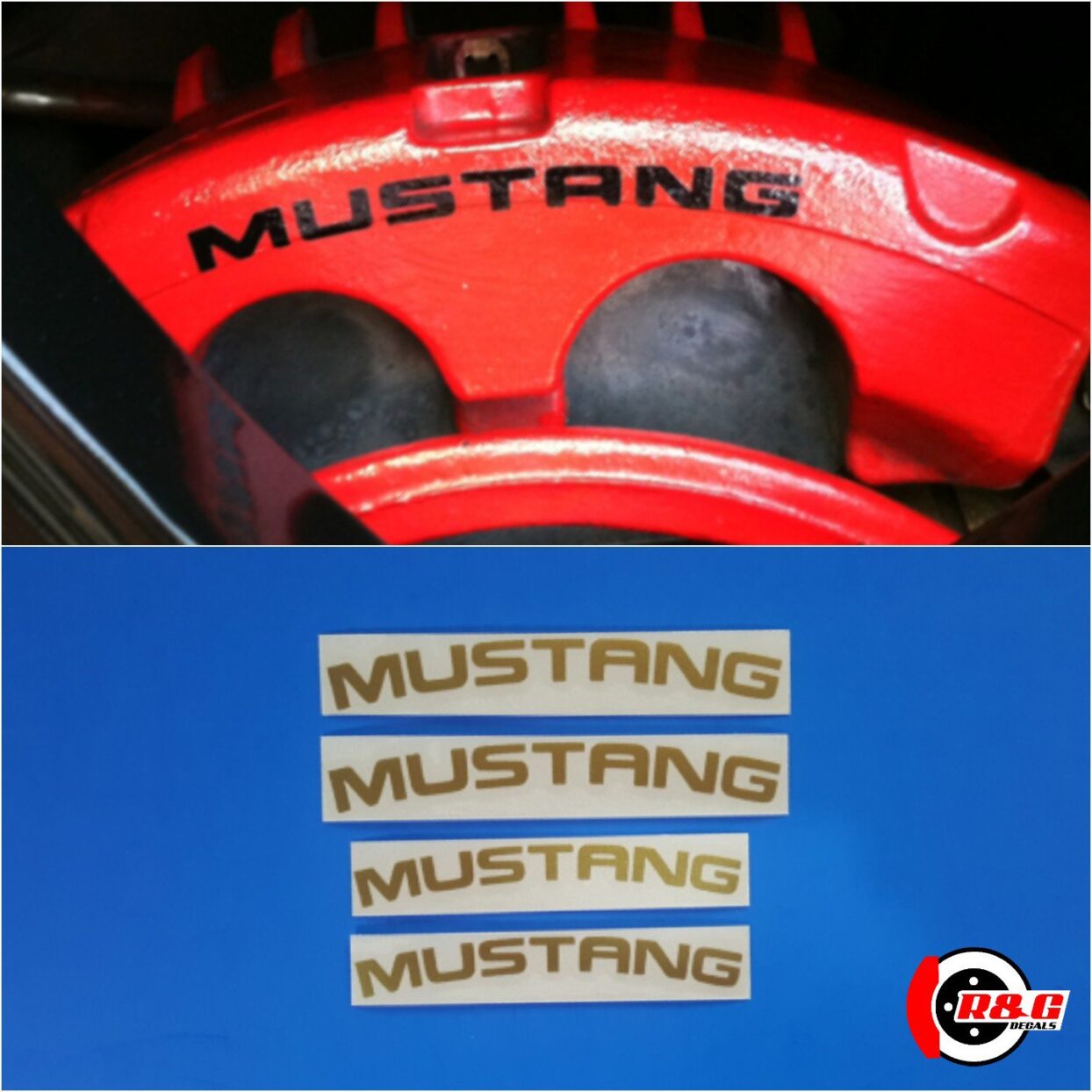 Mustang Brake Caliper Decals High Temp set of 4 (Gold) - R&G Brake ...