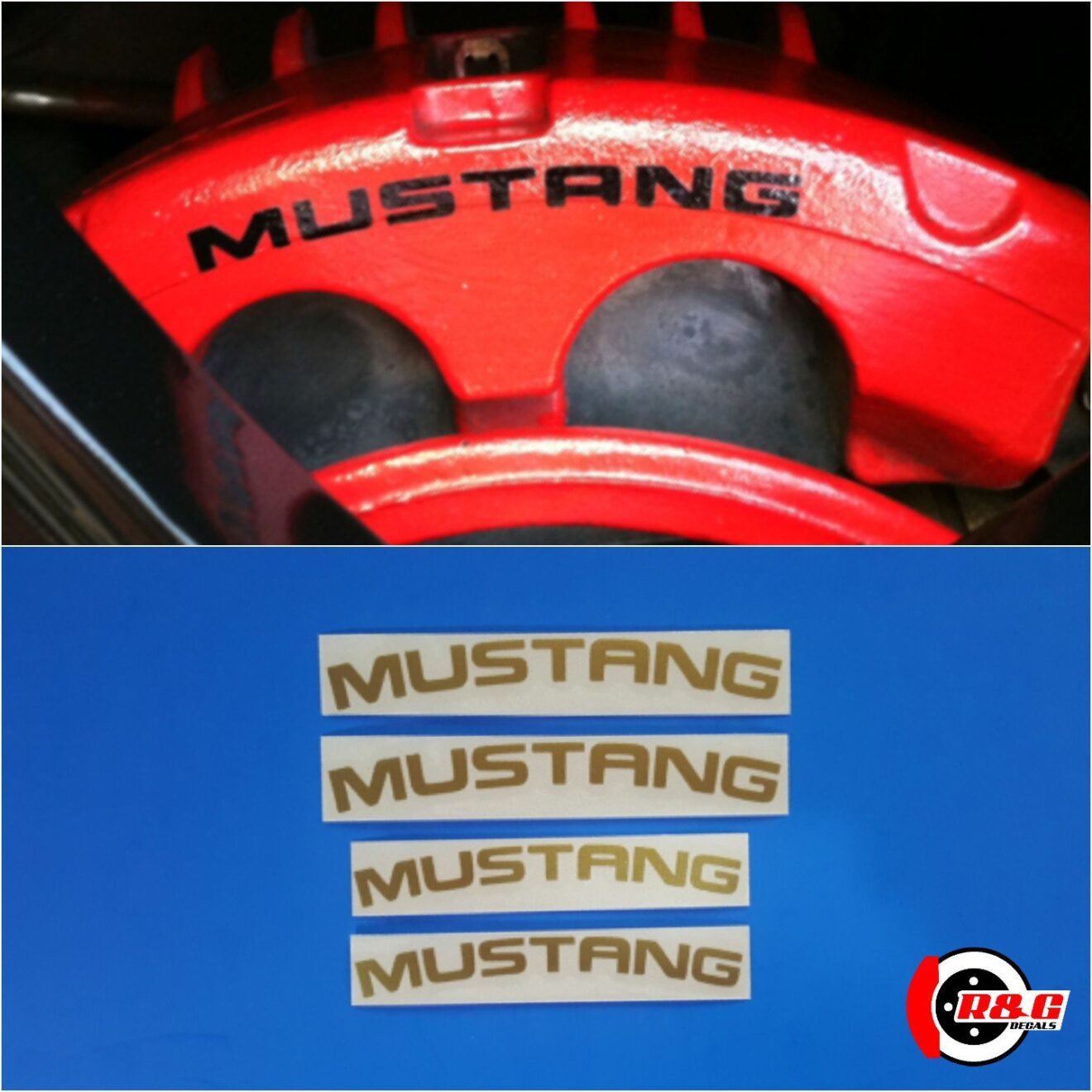 Mustang Brake Caliper Decals High Temp set of 4 (Gold) - R&G Brake ...