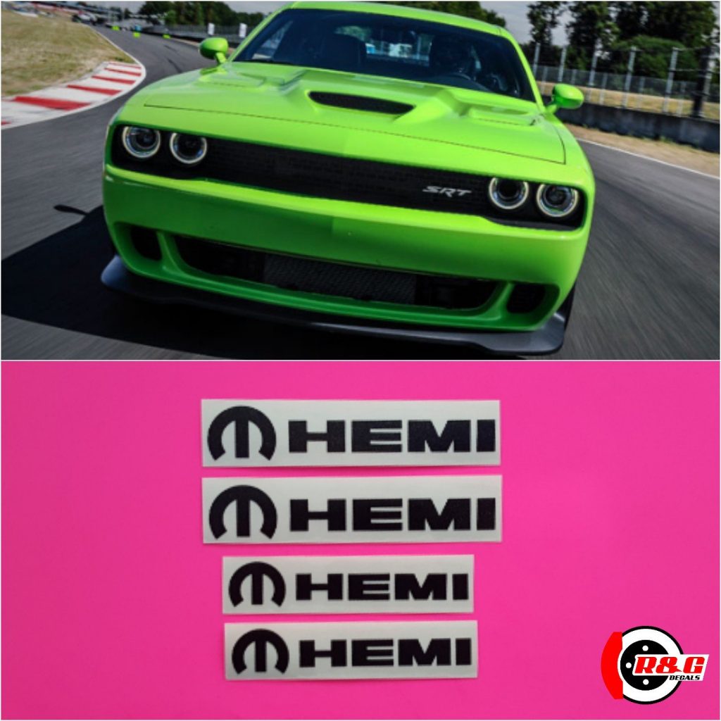 Dodge Mopar HEMI Brake Caliper Decals Stickers set of 4 (Black Matte ...