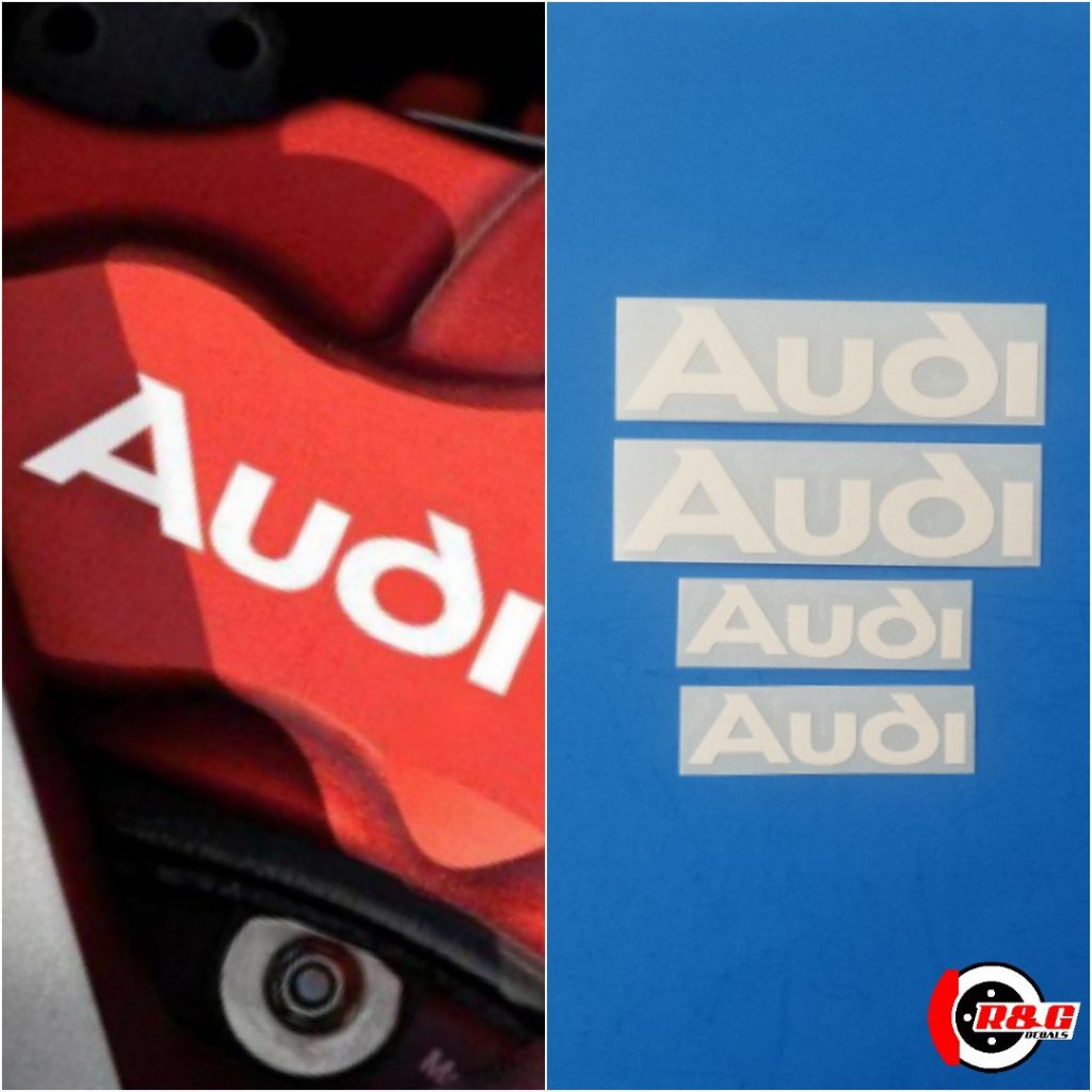 Audi Brake Caliper Decals Stickers set 4 (White) - R&G Brake Caliper ...