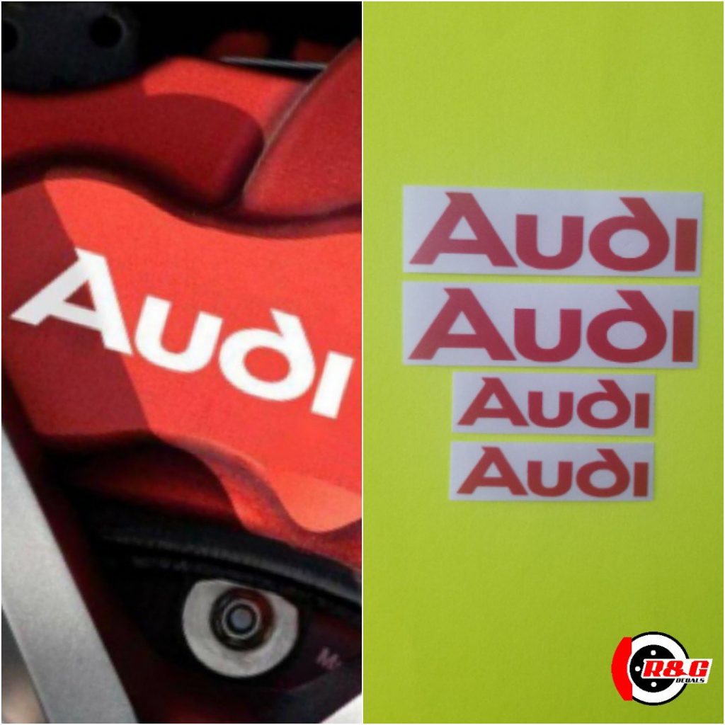 Audi Brake Caliper Decals Stickers set 4 (Red) - R&G Brake Caliper ...